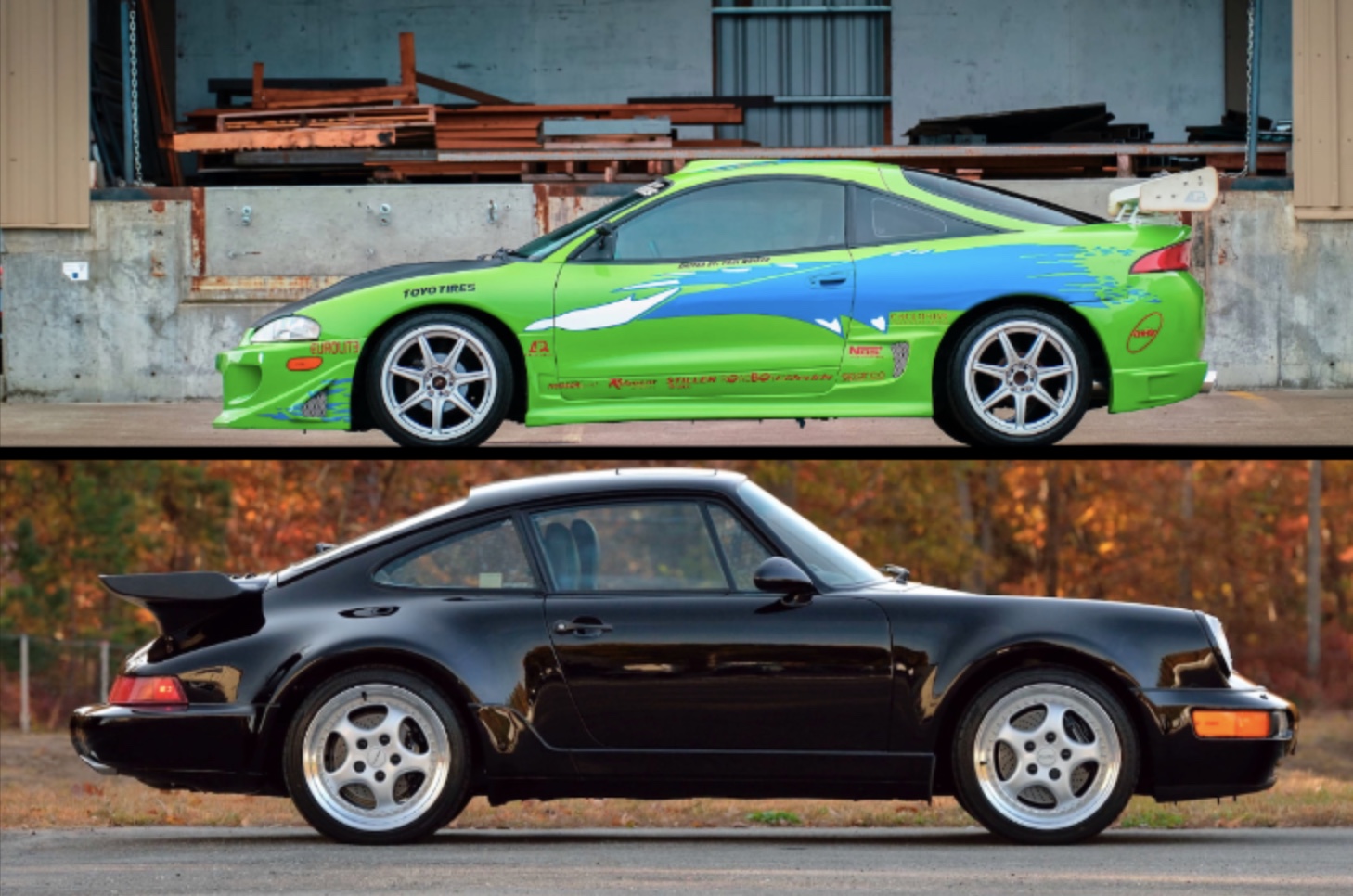 NieuwNieuws: Veilingvoer: Bad Boys Porsche versus Fast & Furious Eclipse